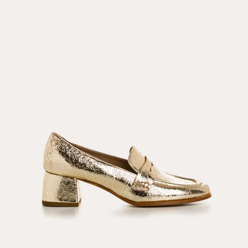 Mocassins LENNON - chaussures à talons en cuir métallisé femme | REQINS